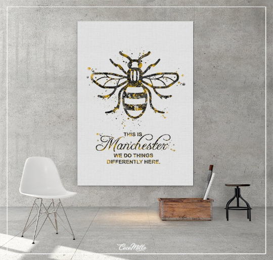 Manchester Bee Watercolor Print This is Manchester Quote Inspirational ...