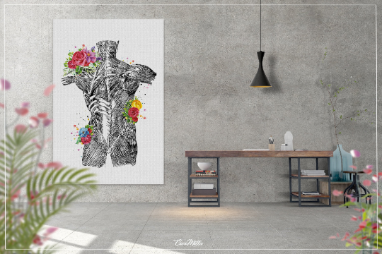Muscles of Back Floral Watercolor Print Human Muscle Flowers Anatomy M ...